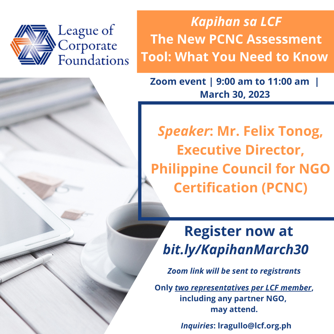 Kapihan sa LCF session on new PCNC assessment tool to be held on March ...
