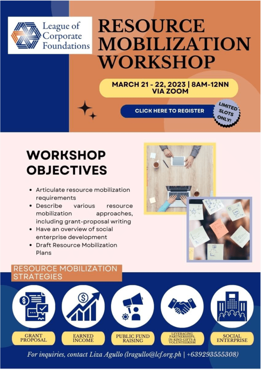 LCF organizes Resource Mobilization Workshop on March 21-22 – League of Corporate Foundations